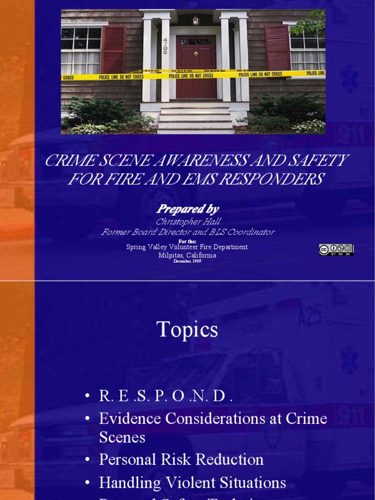Crime Scene Safety for Fire and EMS | PDF | Crime Scene | Illegal Drug ...
