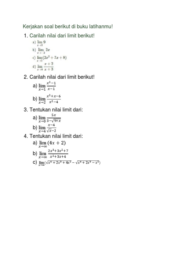 Soal Latihan Limit | PDF | Griya & Taman