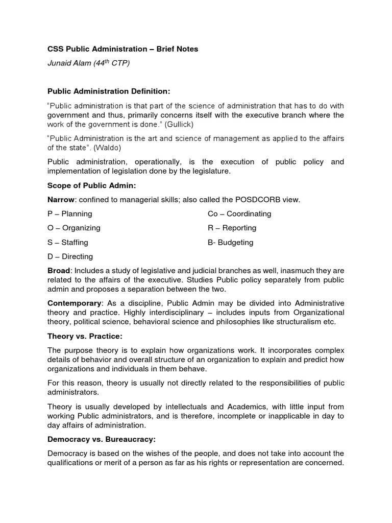 CSS Public Administration Notes | PDF | Economic Development | Evaluation