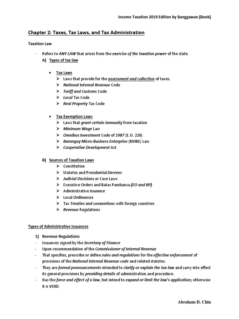 Chapter 2 - Taxes, Tax Laws, and Tax Administration | PDF | Withholding ...