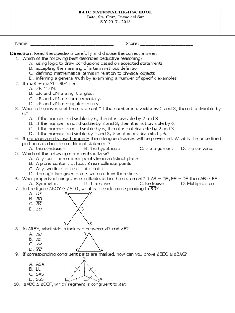 3RD Math Exam | PDF | Mathematical Proof | Axiom