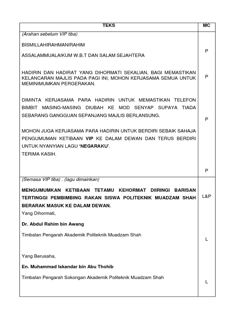 Teks Majlis Perasmian Program | PDF