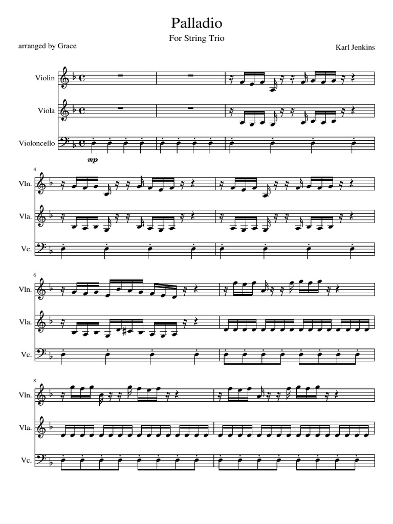 Palladio For A Trio | PDF | Bowed Instruments | Music Production