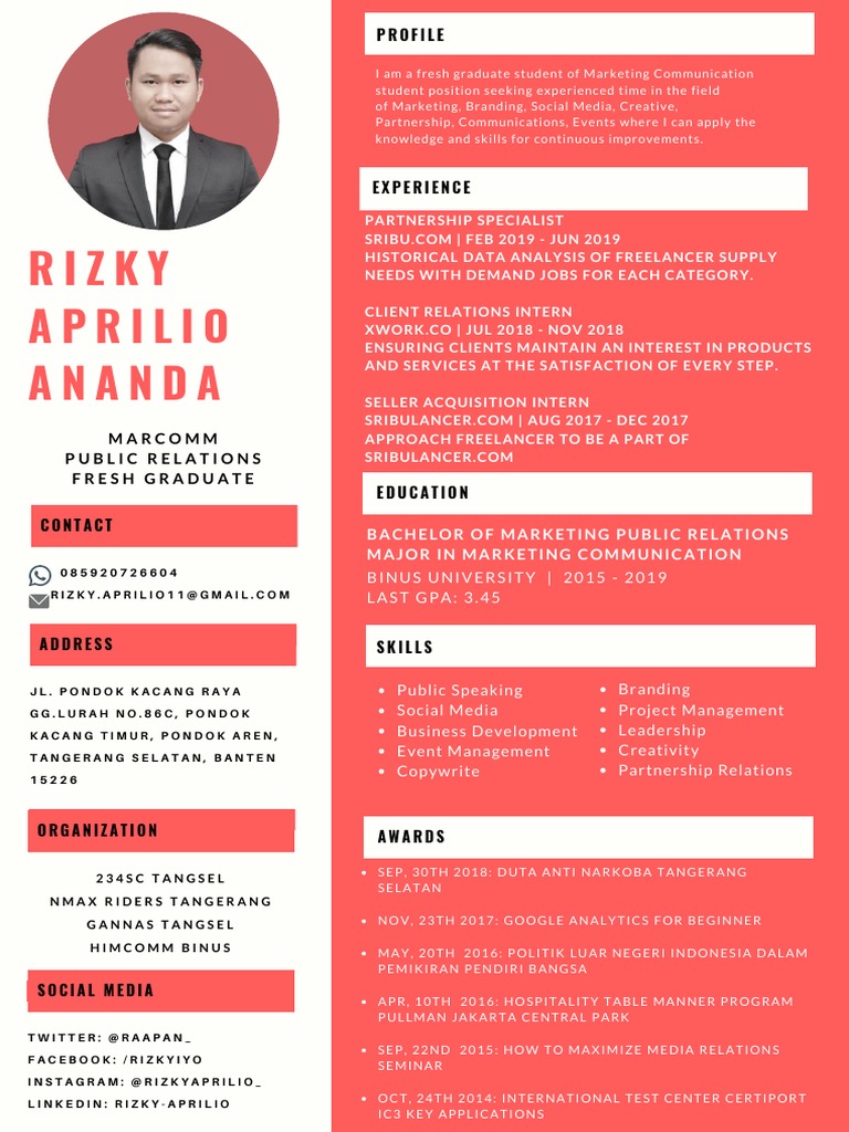CV Rizky Aprilio Ananda | PDF | Business | Communication