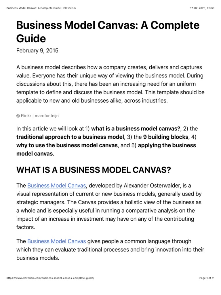 Business Model Canvas: A Complete Guide - Cleverism | PDF | Market ...