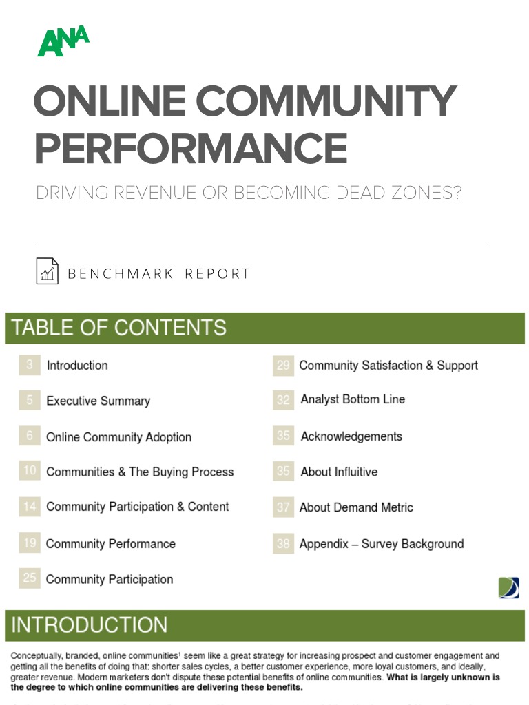 ANA Online Community Performance Benchmark Report | PDF | Target ...