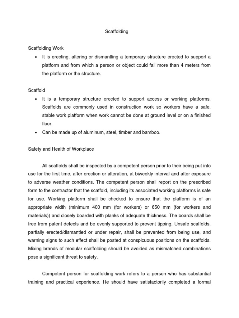 Scaffolding Written Report | PDF | Scaffolding | Economic Sectors