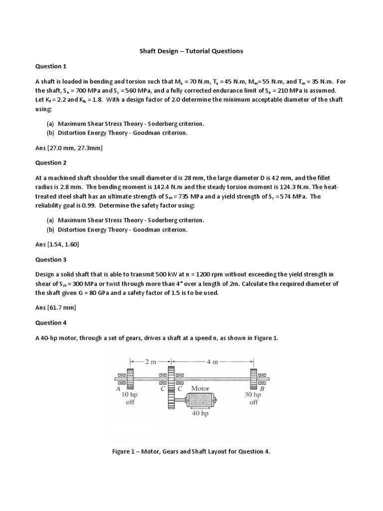 Shaft Design Tutorial | PDF | Strength Of Materials | Materials