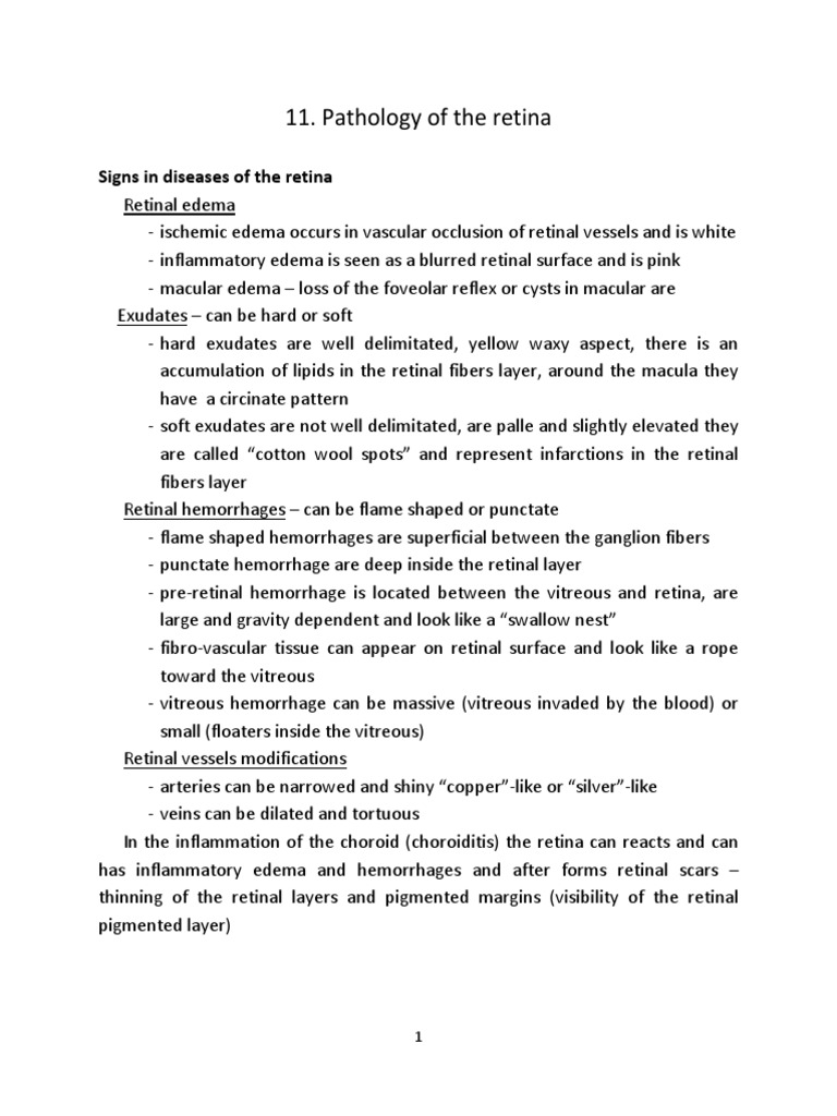 Pathology of The Retina | PDF | Retina | Vision
