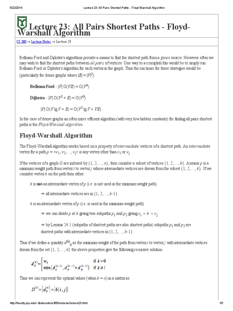 Floyd Warshall Algorithm PDF | PDF | Computer Programming | Algorithms Floyd Warshall Algorithm PDF | PDF | Computer Programming | Algorithms