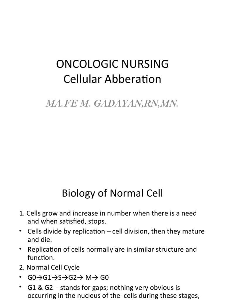 ONCOLOGIC NURSING: CELLULAR ABERRATION | PDF | Cancer | Metastasis