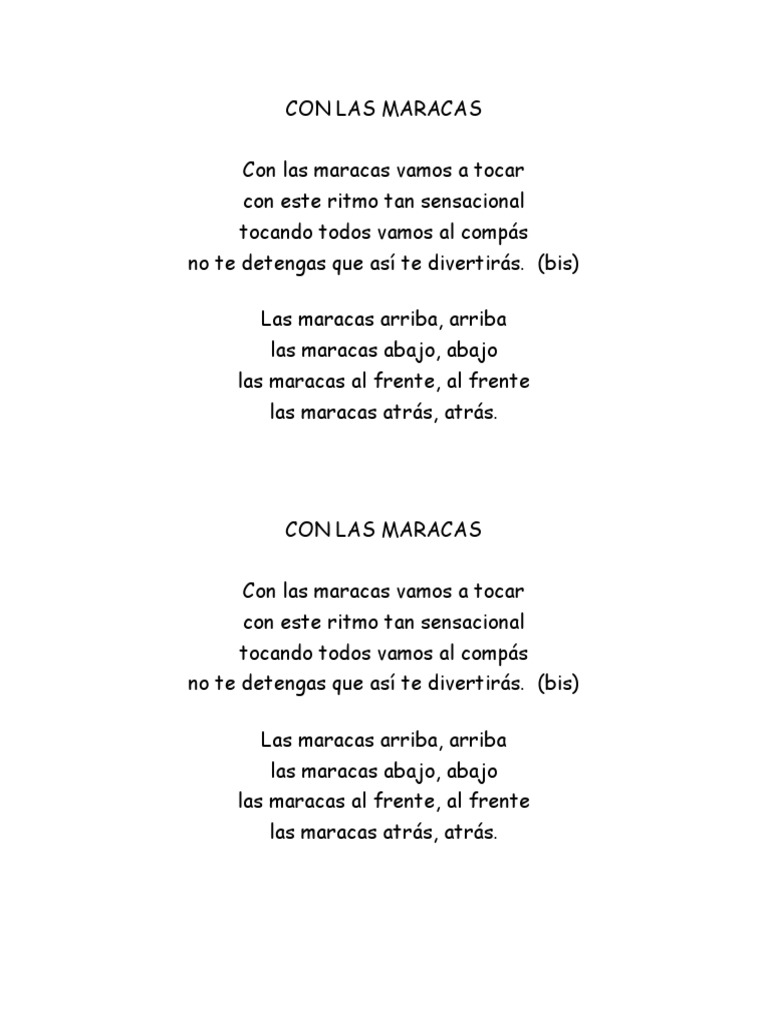 Letra CON LAS MARACAS | PDF