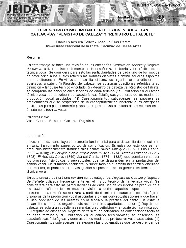 Falsete y Voz de Cabeza | PDF | Sonido | Voz humana