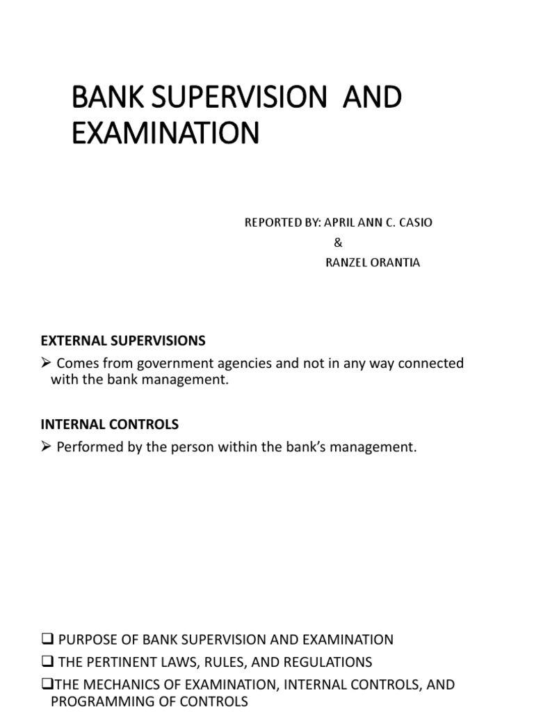 Bank Supervision and Examination Final | PDF | Receivership | Liquidation