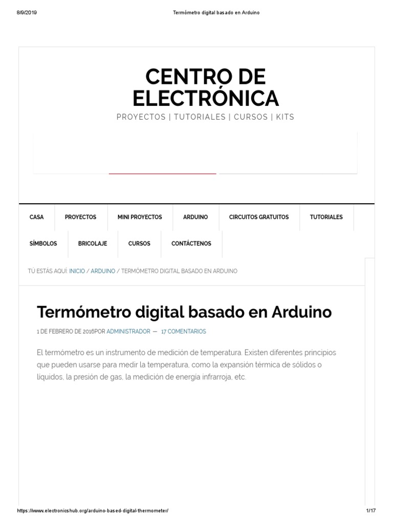 Termómetro digital basado en Arduino | PDF | Arduino | Temperatura