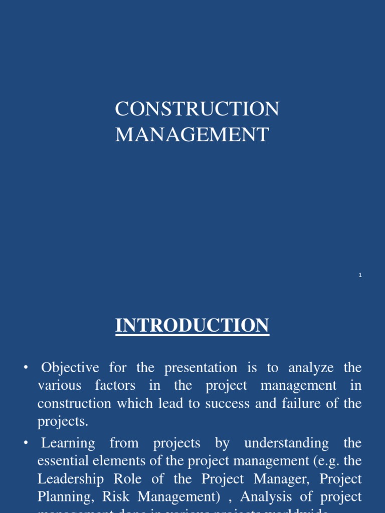 Project Management in Construction | PDF | Project Management | Risk ...