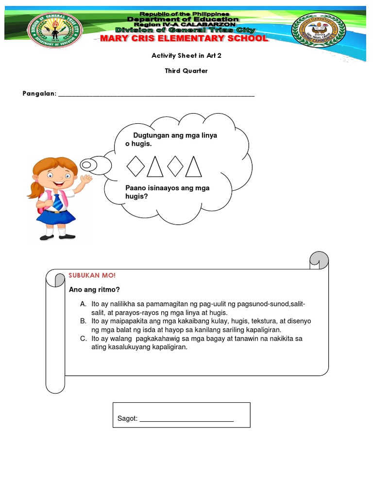 Activity Sheet in Art 2 Intervention | PDF