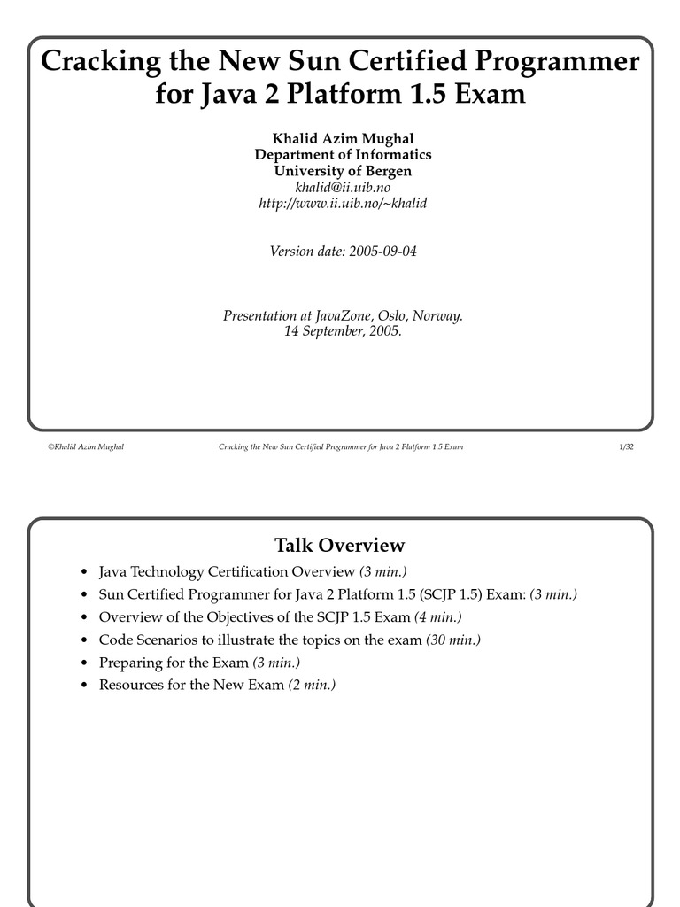 Khalid Mughal-Guide To Java Cert Java Zone 2005 | PDF