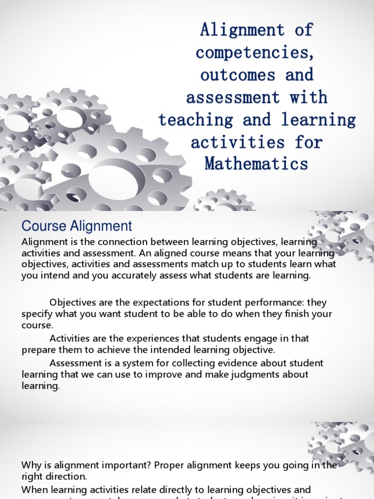 Alignment of Competencies, Outcomes and Assessment With | PDF ...