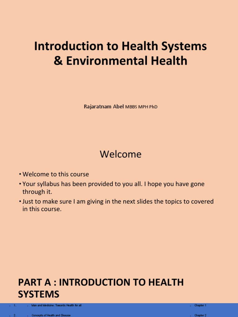 Introduction To Health Systems & Environmental Health | PDF ...