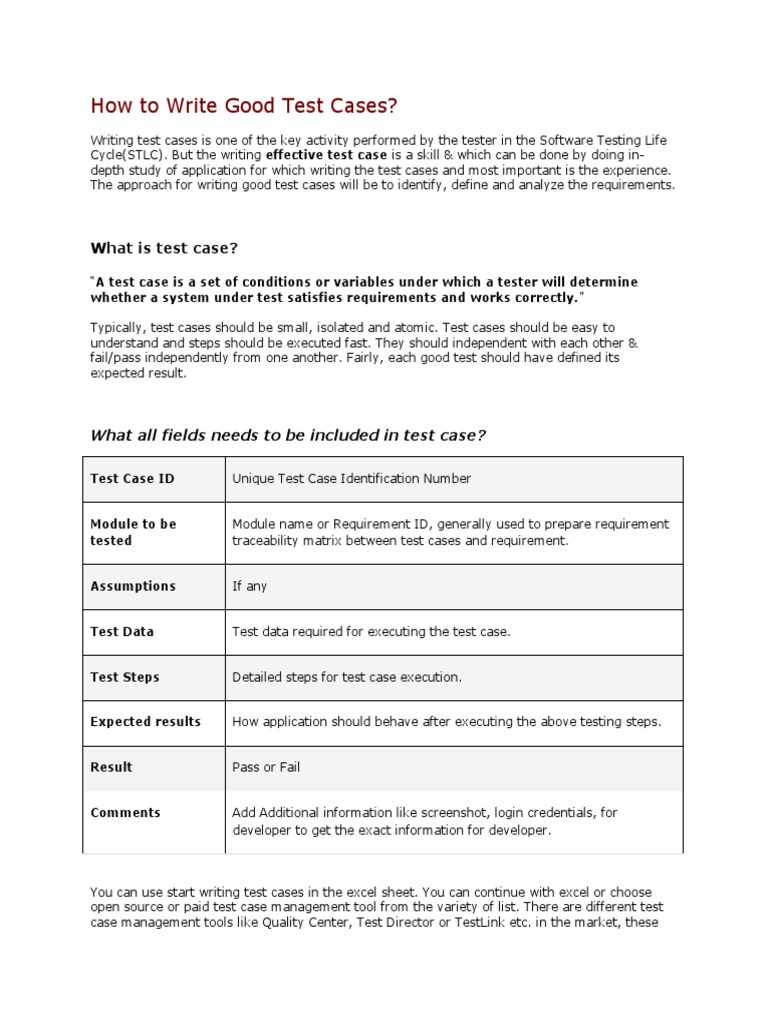 How To Write Good Test Cases PDF | PDF | Software Testing | Usability