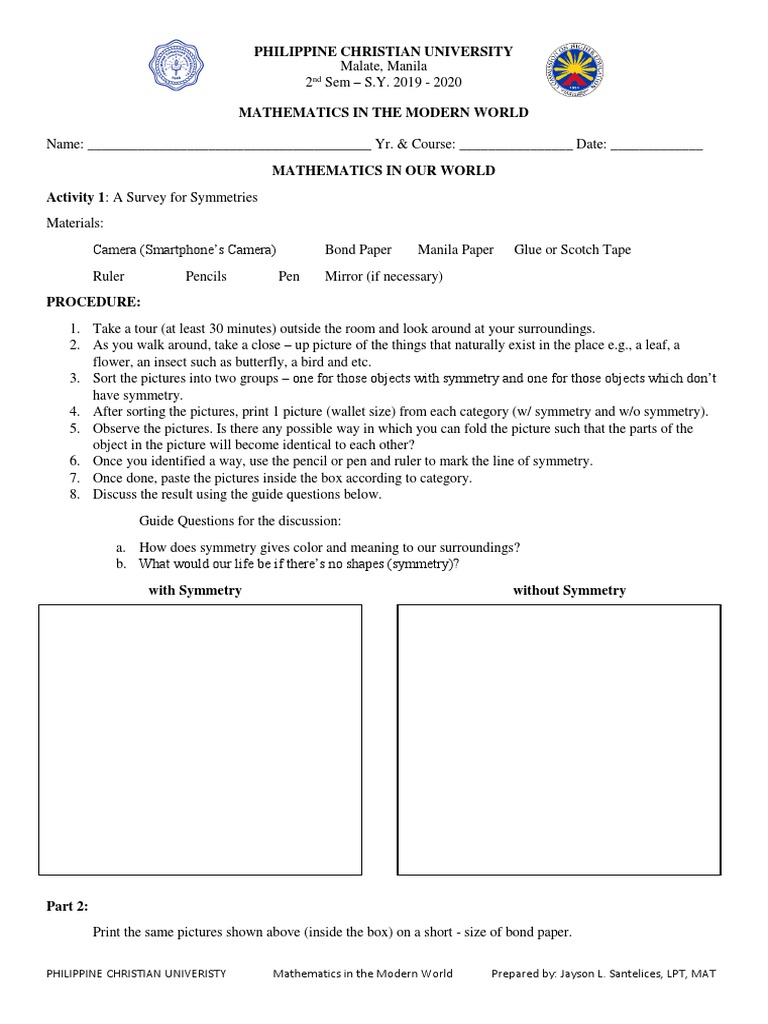 Activity 1 Mathematics in Our World | PDF