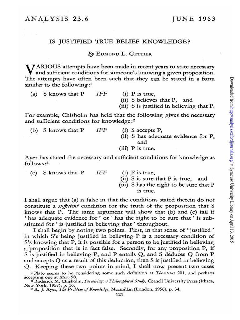 Gettier JTB | Download Free PDF | Epistemology | Cognition