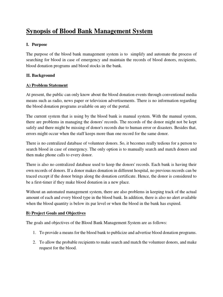 Blood Bank Management System | PDF | Blood Donation | Organ Donation