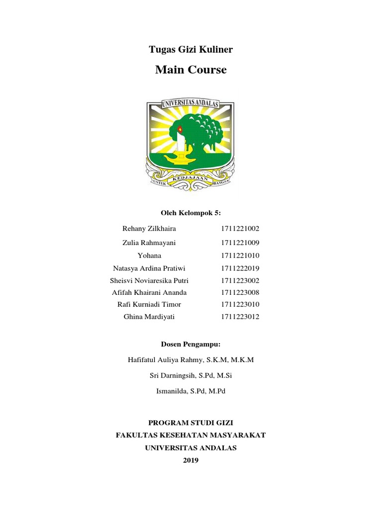 Contoh Menu Main Course Kontinental | PDF