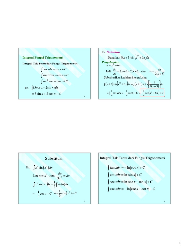 Integral Fungsi Trigonometri PDF | PDF