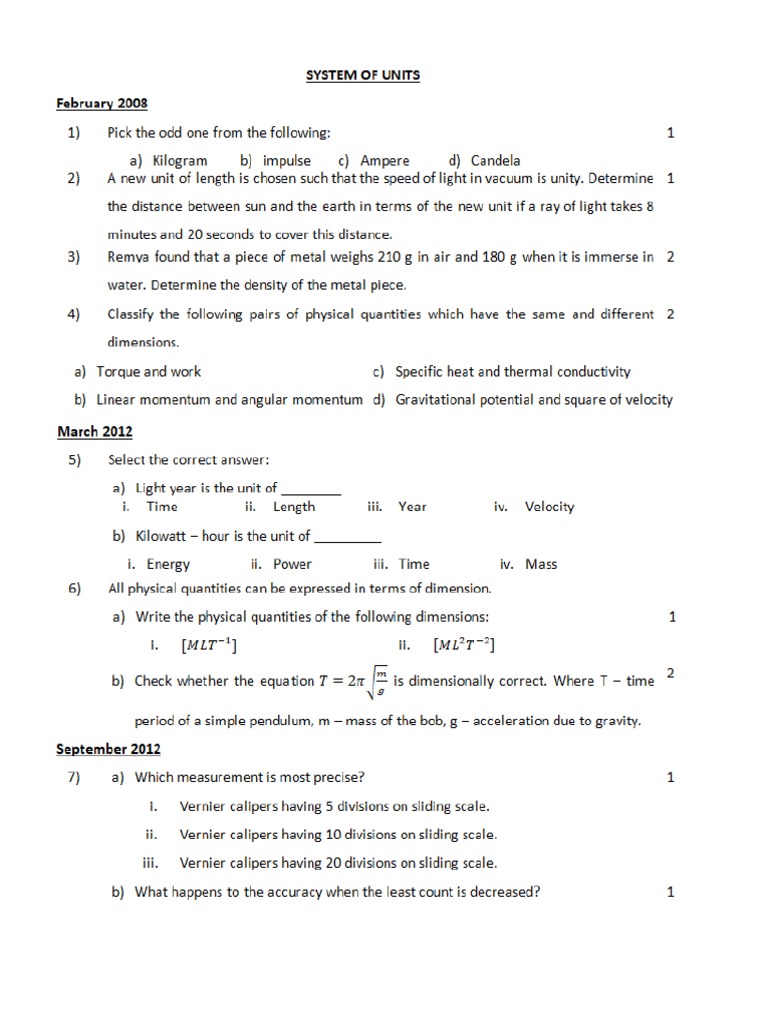 2-System of Units | PDF