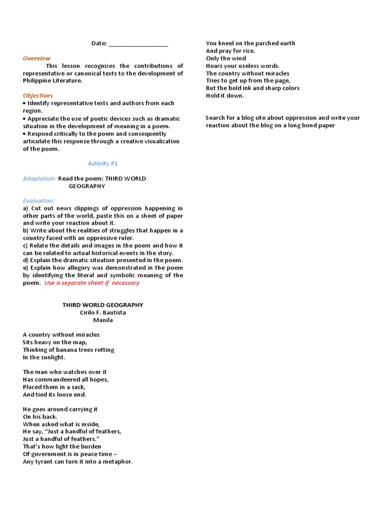 Oppression, Influence and Hardship | PDF | Poetry | Writers