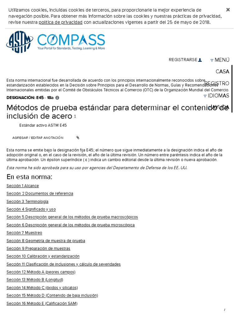 Astm E45 en Español | PDF | Monitor de computadora | Acero