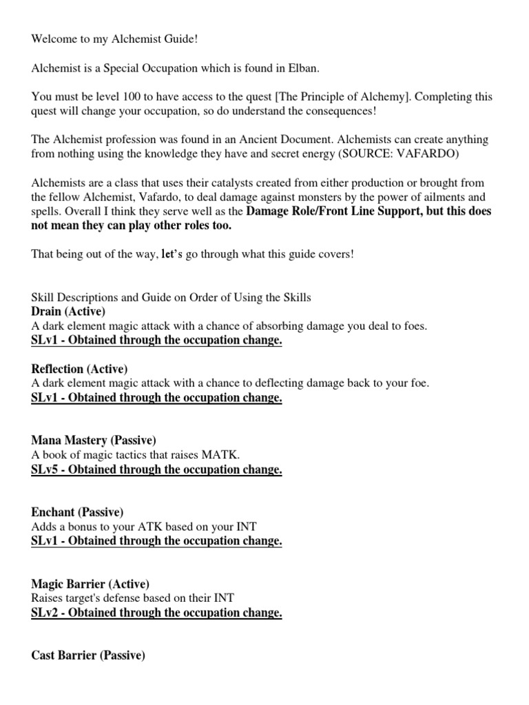 Alchemist Guide Iruna Online | PDF | Alchemy | Nature