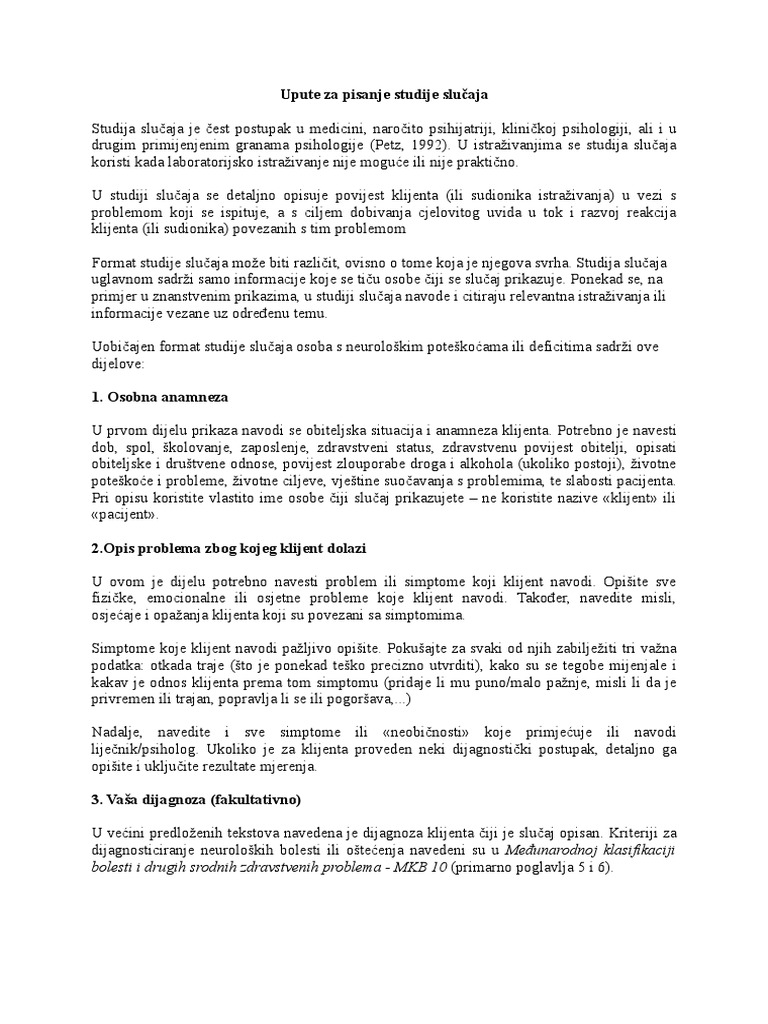 Upute Za Pisanje Prikaza Slucaja | PDF