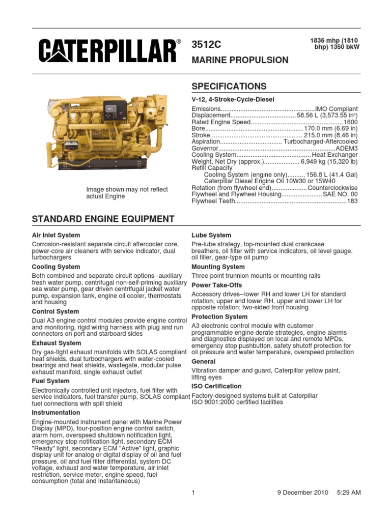 3512C 1810 BHP A Rating Spec | PDF | Horsepower | Engines