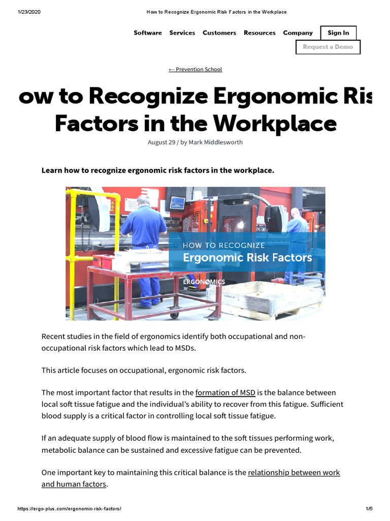Recognize Ergonomic Risk Factors in The Workplace | PDF | Human Factors ...