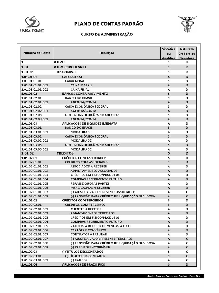 Plano de Contas Padrão PDF | PDF