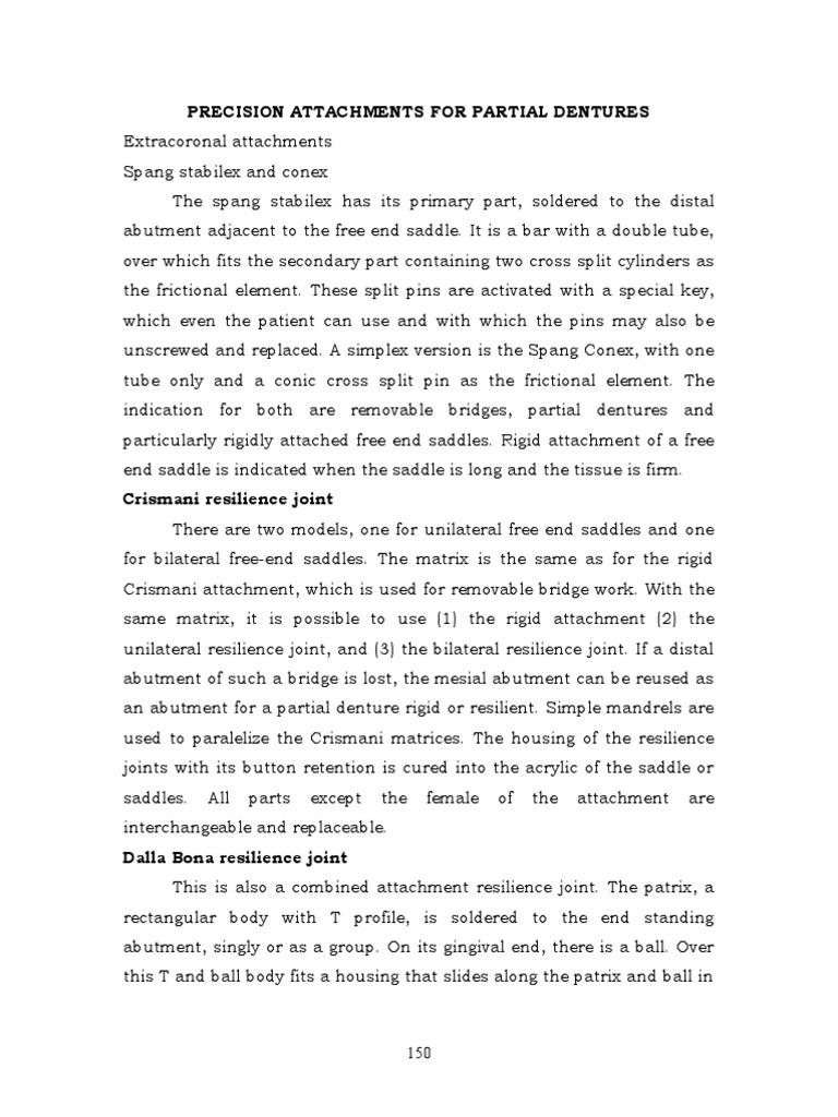 4 Precision Attachments For Partial Dentures | PDF | Dentures | Mouth