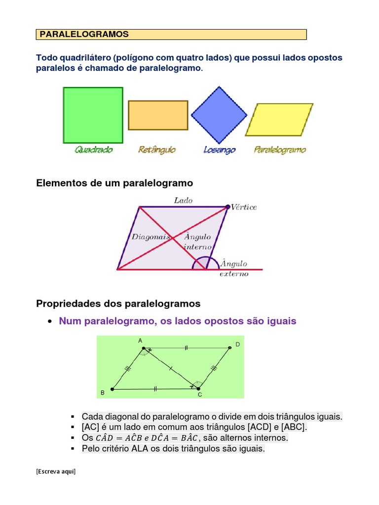 Paralelogramos (Propriedades)