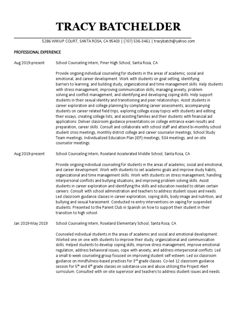 Tracy Batchelder CV | PDF