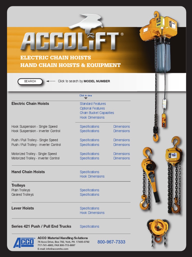 ACCOLIFT - ELECTRIC CHAIN HOIST - Catalog | PDF | Transmission ...