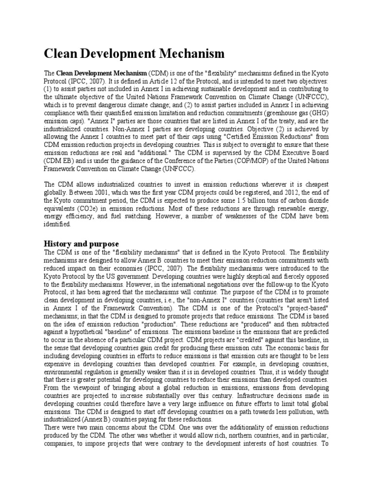 Clean Development Mechanism | PDF | Clean Development Mechanism ...