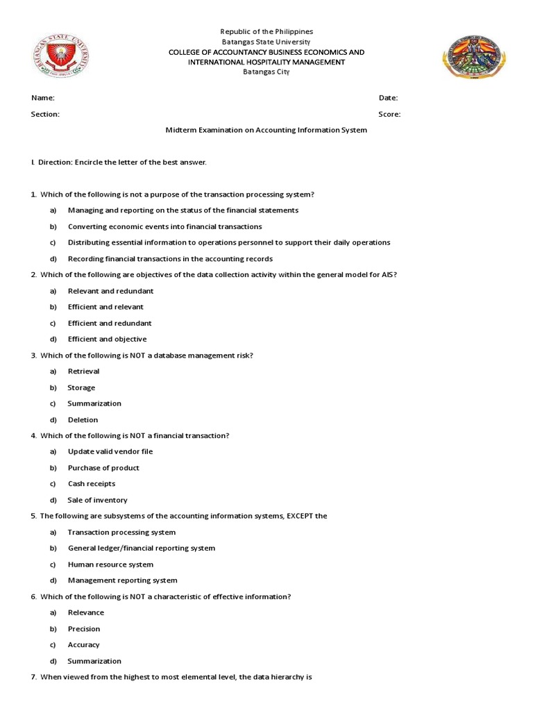 Midterm AIS | PDF | Inventory | Database Transaction