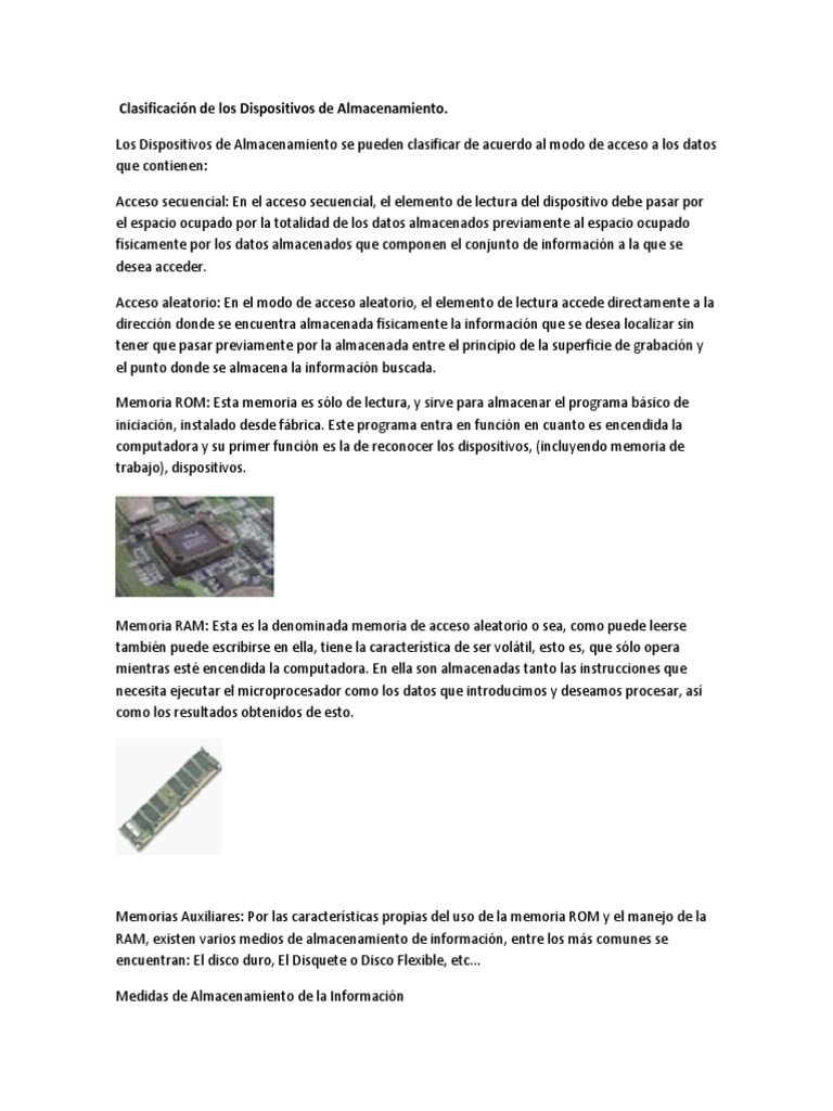 Clasificación de Los Dispositivos de Almacenamiento | PDF | Disco flexible | Disco compacto