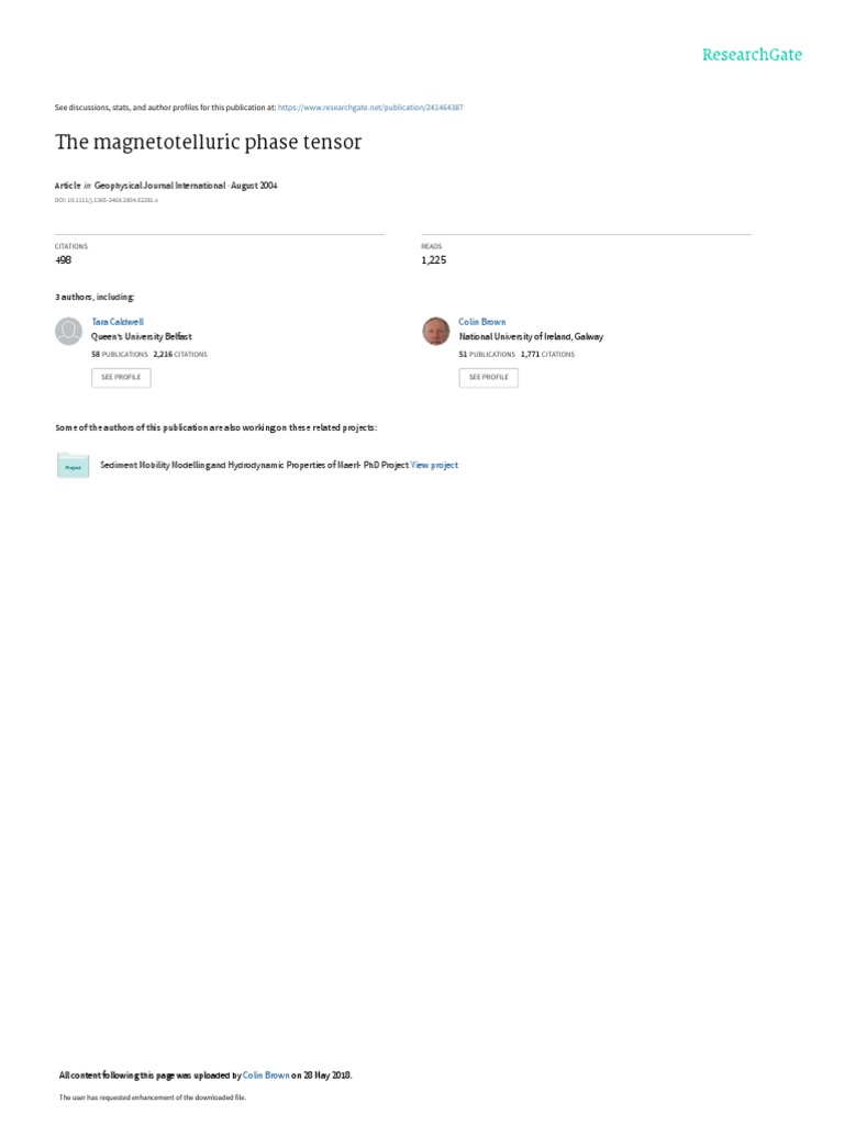 The Magnetotelluric Phase Tensor | PDF | Cartesian Coordinate System ...