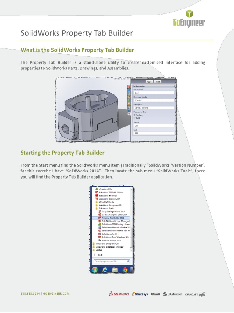 SolidWorks Property Tab Builder PDF | PDF