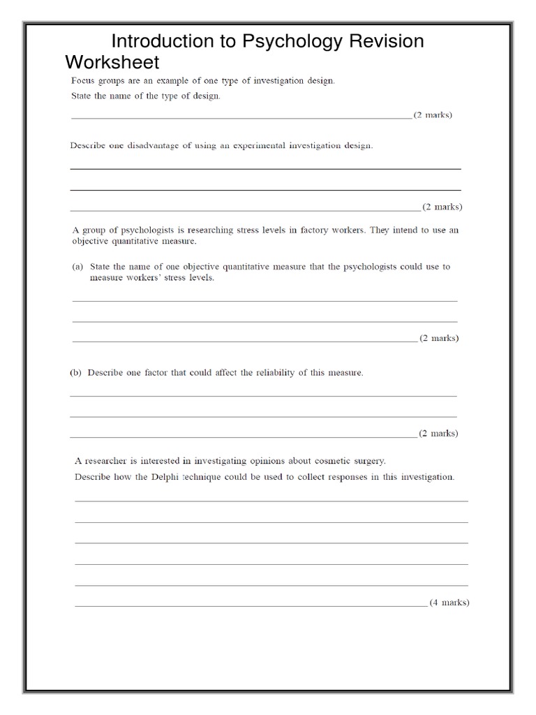 Psychology Revision Worksheet PDF | PDF | Self-Improvement