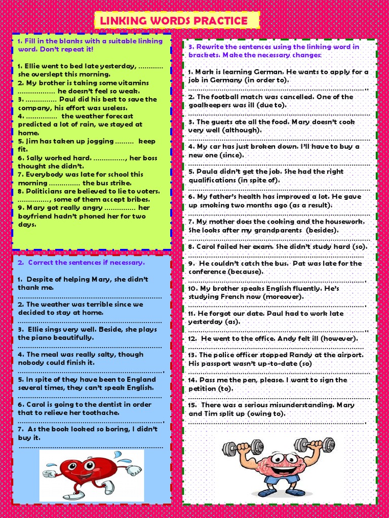 Linking Words Practice Key PDF | PDF