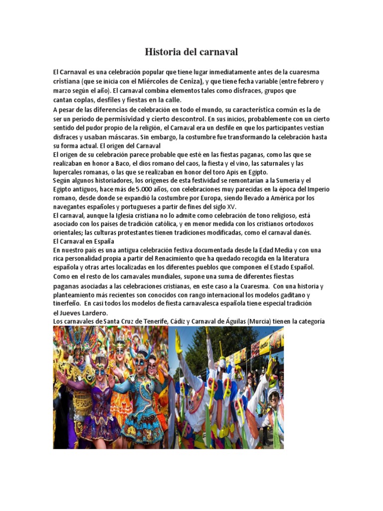 Historia del Carnaval y sus Orígenes | PDF